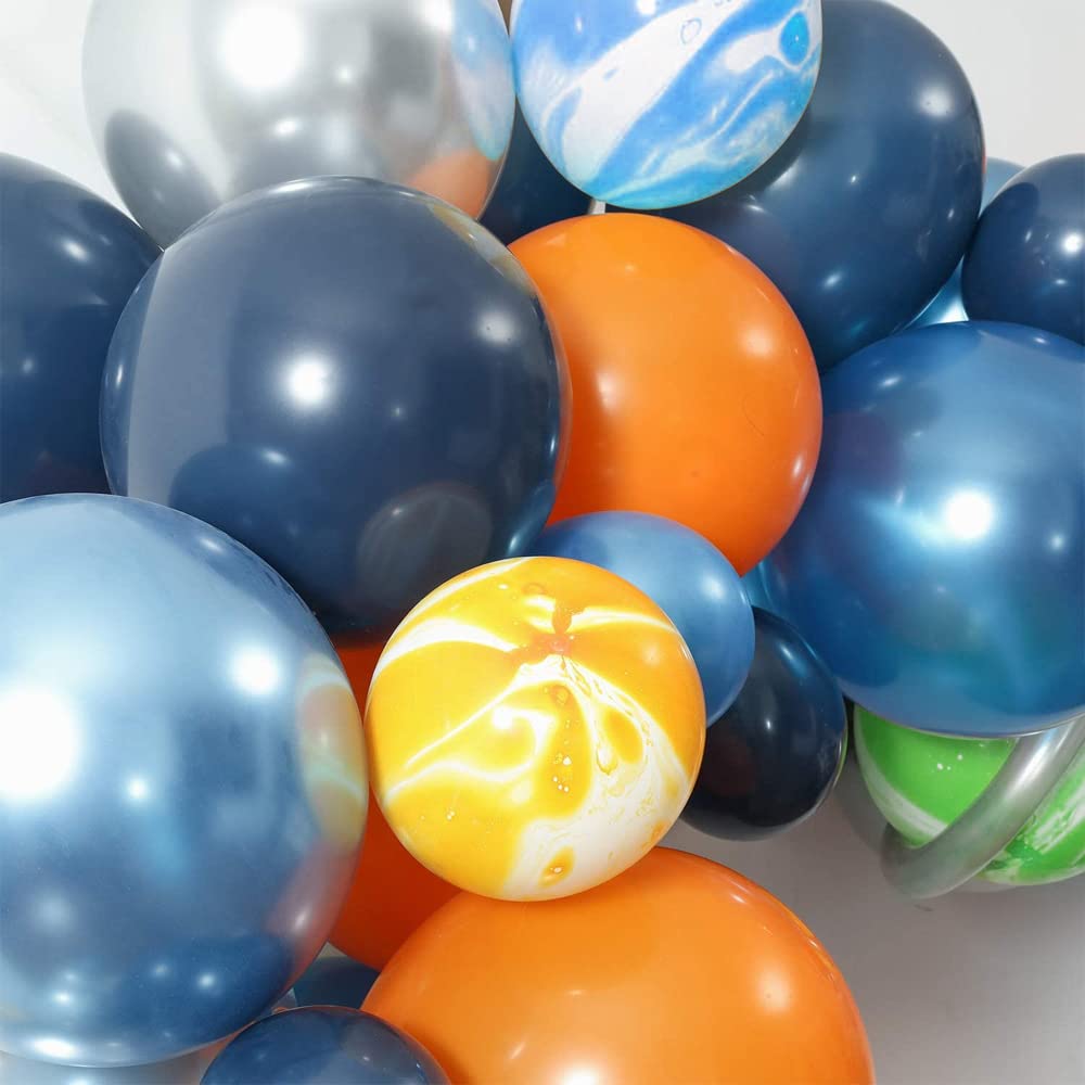 Night Blue Space Theme Astronaut Rocket Balloon Set Boys Birthday Party Decoration Arrangement Balloon Arch Kit Garland Decorations Set