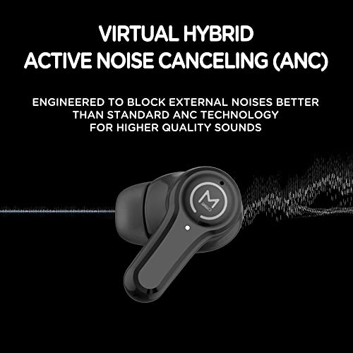Morpheus 360 Pulse HD Wireless Earbuds, Hybrid Noise Cancelling, Wireless Microphone, Bluetooth 5.2 Wireless Ear Buds, One Touch Media Control, Waterproof, Recharging Earbud Case - TW7800B, Black