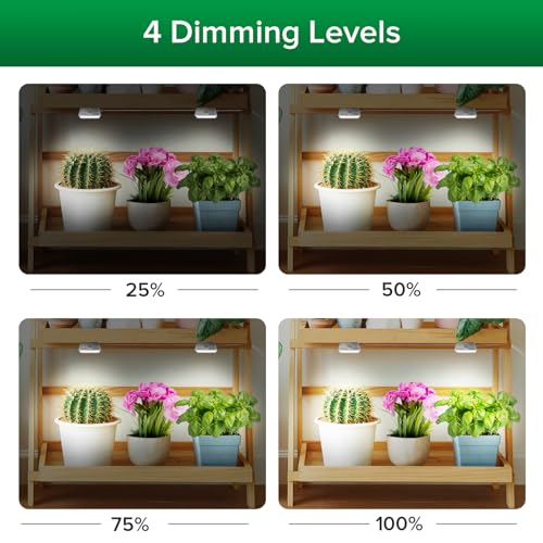 SANSI Puck Grow Light, LED Plant Light for Indoor Plants Full Spectrum Grow Lamp 10W (150 Watt Equiv), Small Hanging Plant Lamp with Timer Auto On Off 4 8 12 Hrs, 4-Level Dimmable for Plant Shelf