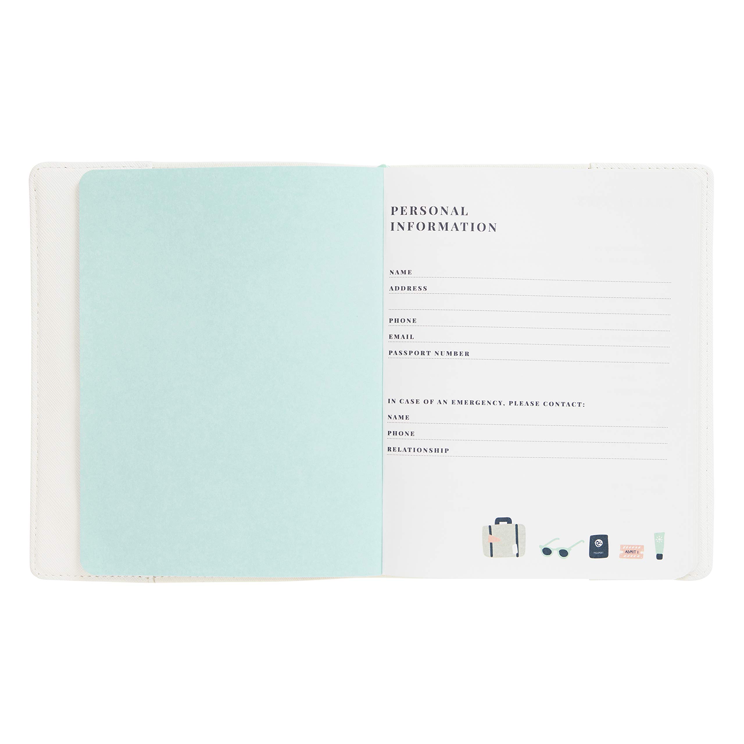 kikki.K Its About The Journey Designer Collection - A5 PVC Continental Journal Cloud White, Includes Lined & Prompted Journaling Pages, Durable PVC Cover, Measures 7.68" L x 6.02" W x 0.55" H