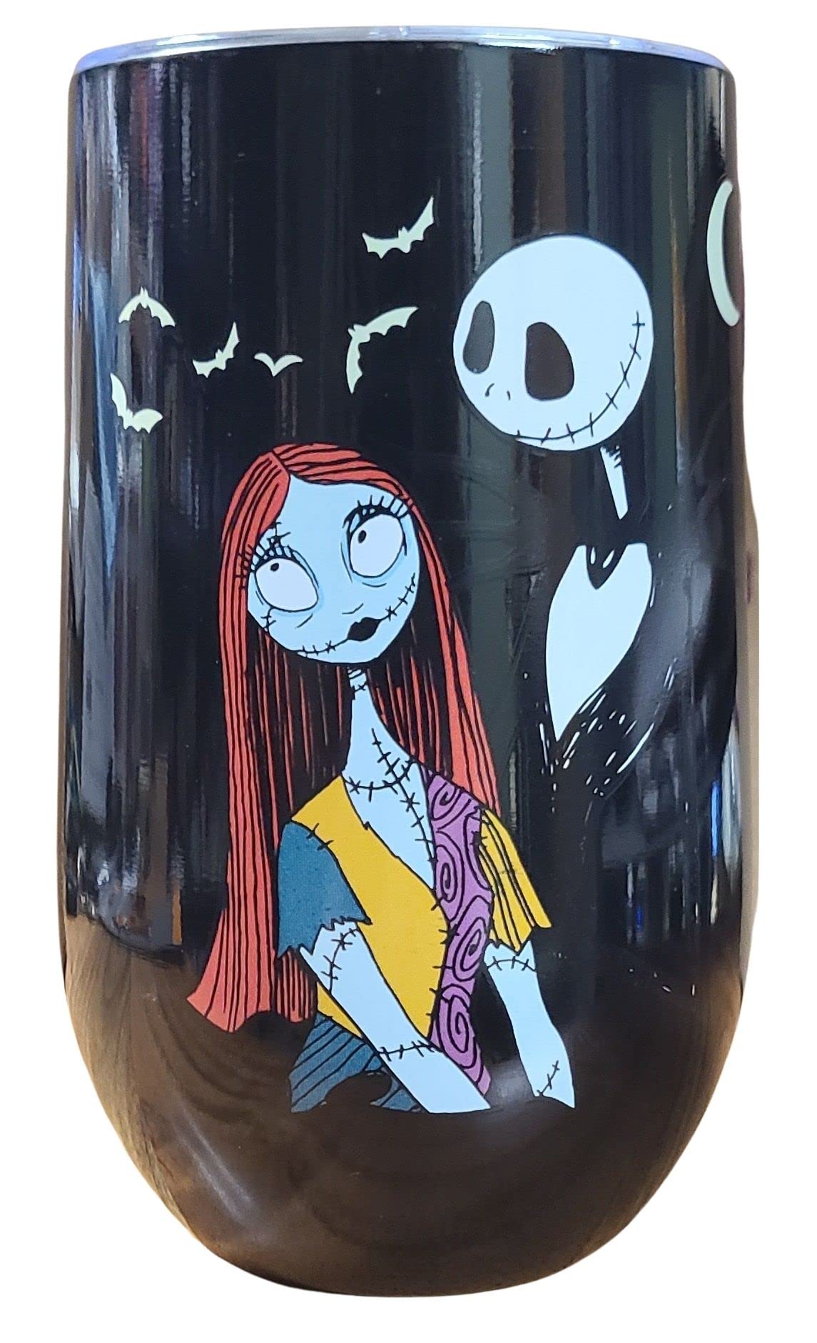 KCare The Nightmare Before Christmas 16oz Steel Stemless Wine Tumbler Featuring Jack and Sally