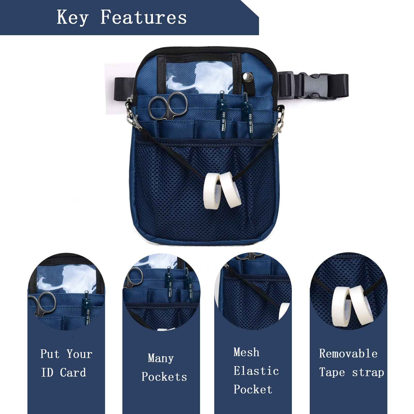Nurse Fanny Pack, Multi Compartment Nursing Fanny Pack with Pockets | Utility Waist Bag for Work Supplies, Suit for Nurses, RN, Vet, EMT(Blue)
