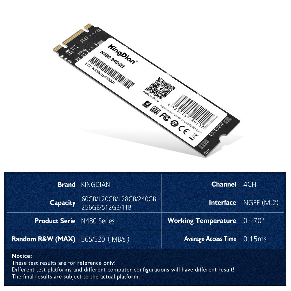 KingDian M.2 NGFF 120GB 240GB 512GB 1TB M.2 2280 Solid State Drive Disk for Desktop PCs and MacPro(1TB)