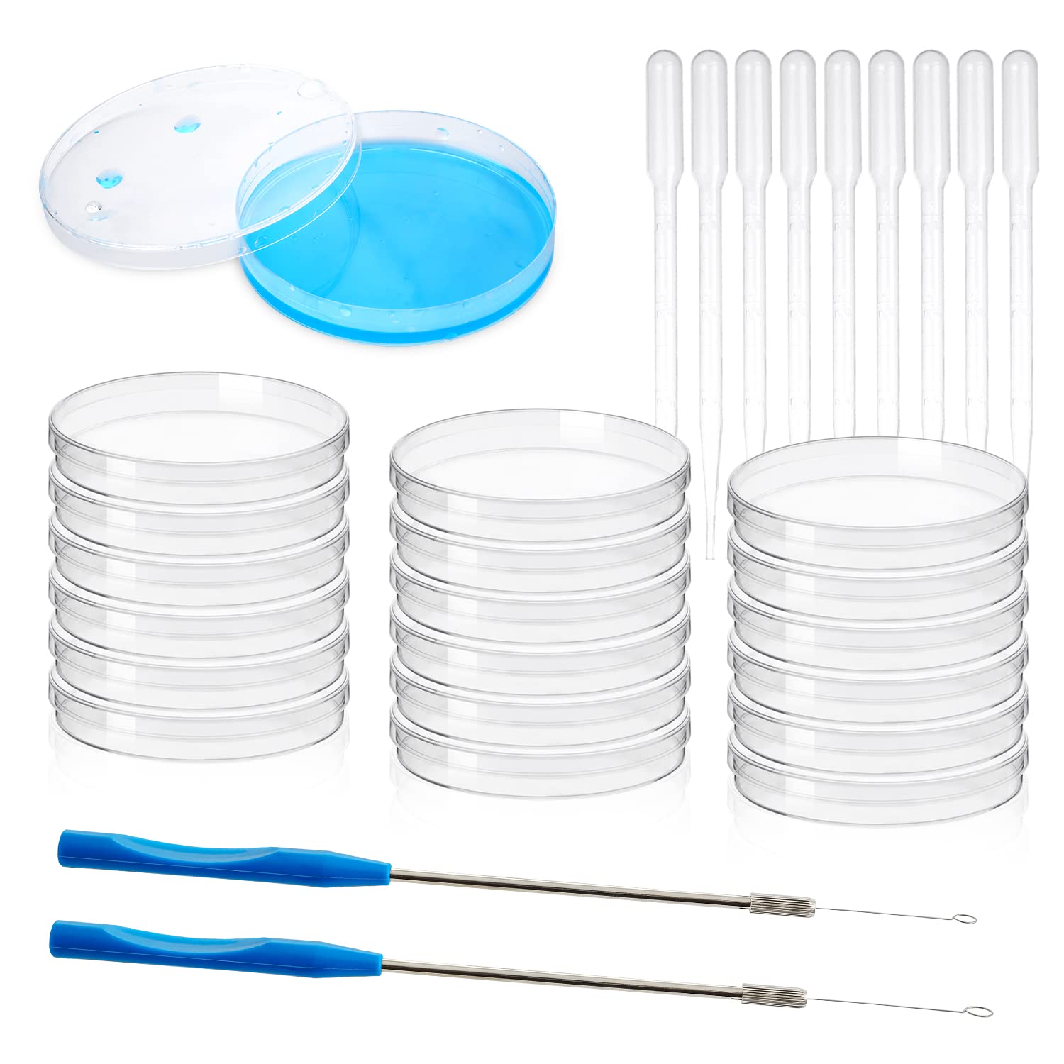 PRECIPETTE Petri Dish 50 Pack - Petri Dishes with Lids 85x13mm,100 Pack Plastic Transfer Pipettes 3ml, Lab Petri Dishes for Lab Analysis,School Science Projects,Plant&Seed Cultivation
