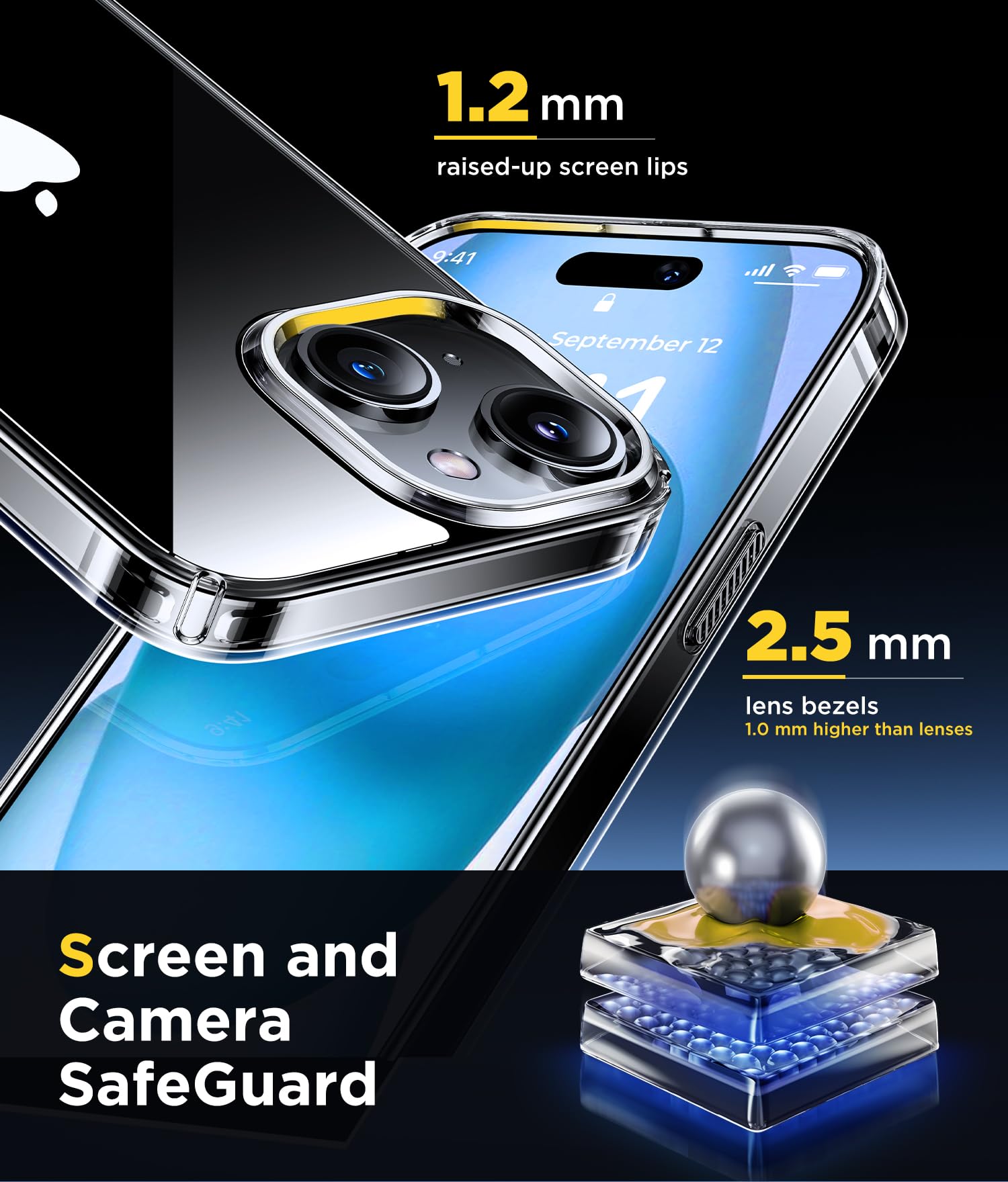 Humixx for iPhone 15 Case Clear [Non-Yellowing] [14 FT Military Drop Protection] Slim Fit Protective Hard Case, Shockproof Bumper Men Women Case for iPhone 15 Phone Case 5G 6.1 Inch - Transparent