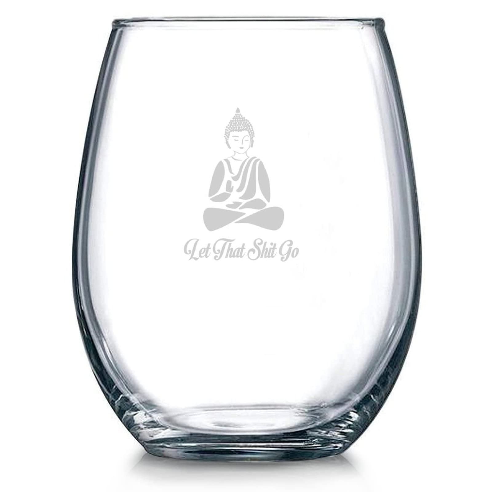 Let That Shit Go Crystal Stemless Wine Glass Etched Funny Wine Glasses, Great Gift for Woman Or Men, Birthday, Retirement And Mother's Day
