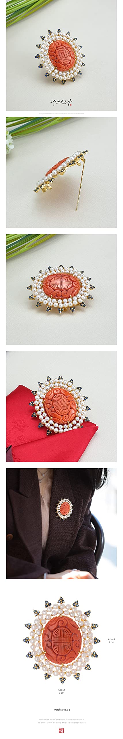 NASCHENKA Traditional Korean Hanbok brooch pin accessories gemstone jewelry for women moms gift