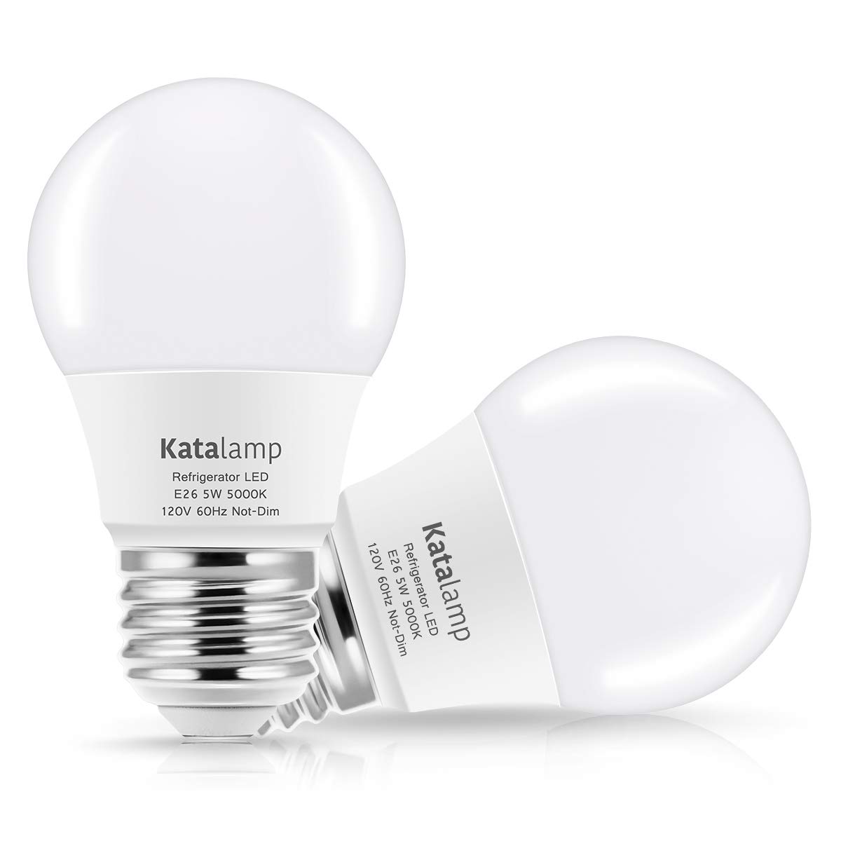 Katalamp LED Refrigerator Replacement Light Bulb 40W Equivalent A15 5000K Bright White 5 Watt Waterproof Rating Light Bulbs E26 Oven Appliance Bulb 120V Lamp 2-Pack