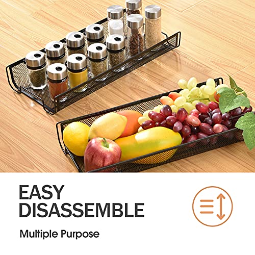 KINGRACK 4-Tier Slim Rolling Cart,Metal Utility Cart,Slide Out Storage Cart with Wooden Tabletop and Mesh Baskets for Narrow Space on Kitchen Bathroom Laundry Room Bedroom Apartments Dormitory, Black