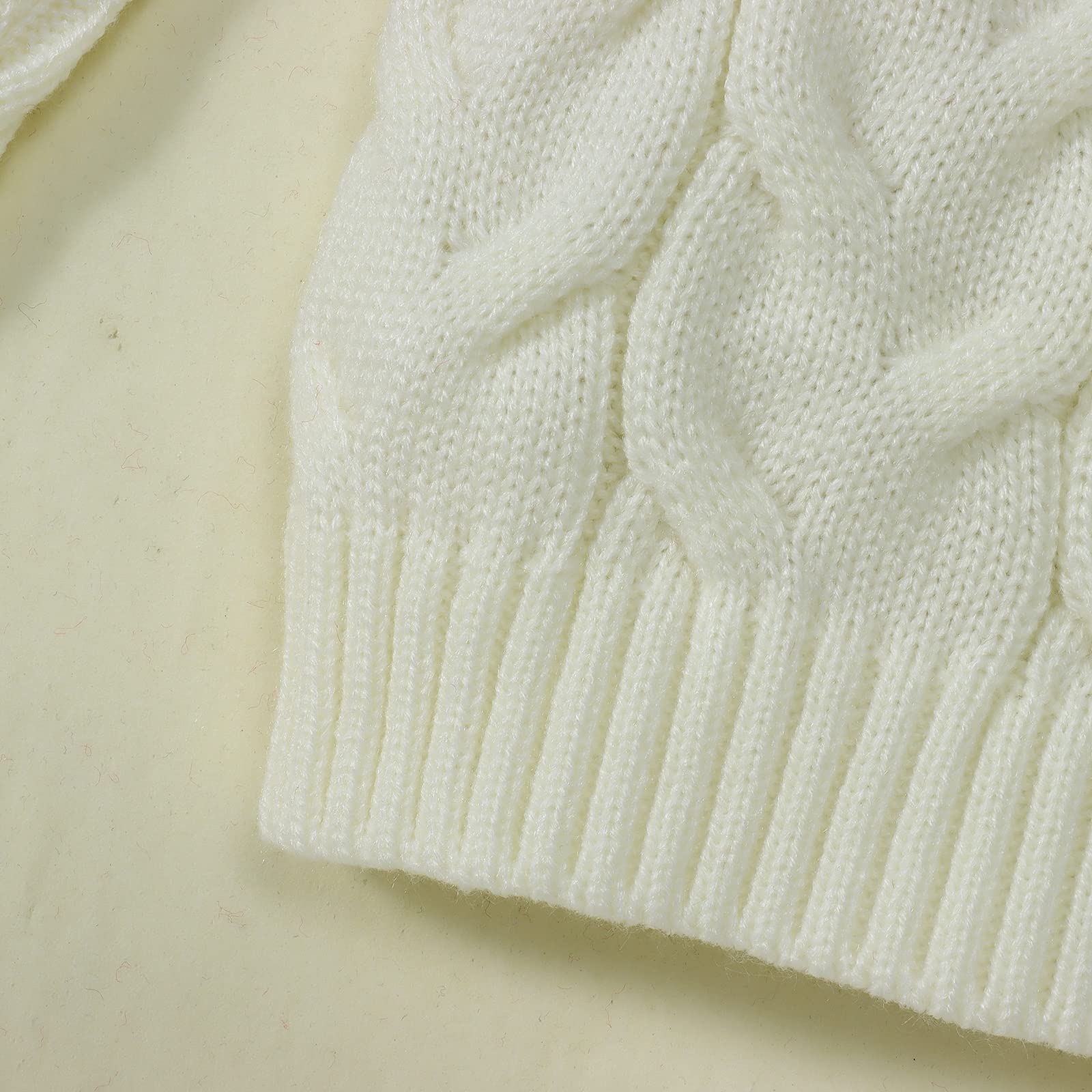 Ritatte Toddler Baby Girls Boys Sweaters Turtleneck Cable Knit Long Sleeve Warm Pullover Sweater Fall Winter Top Clothes (14, White)