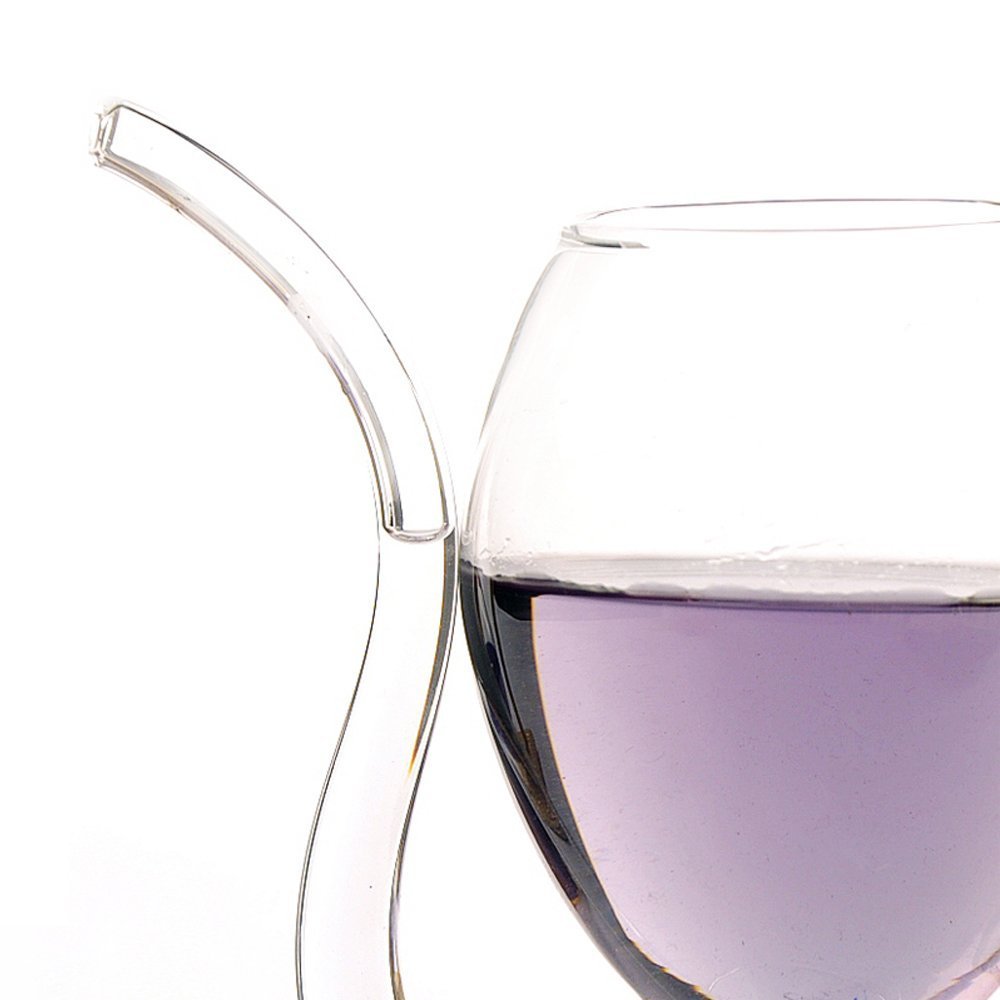 LOHOME Creative Vampire Filter Wine Glass, Clear Juice Cup, Goblet With Drinking Tube Straw High Gorosilicate Glass Wine Decanter, 300ml/10oz (Pack of 1)