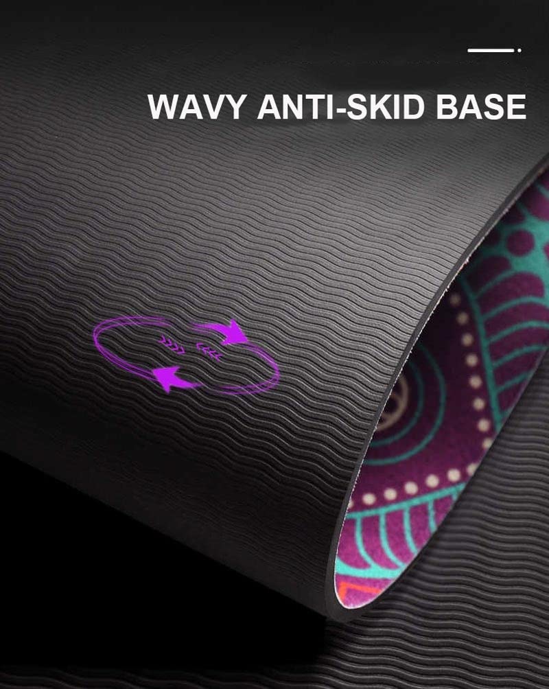 KJHD Yoga Mat Suede and TPE Material Non Slip Folding Printing Mat 6mm Thickened Widening Lengthening Beginner (Color : A)