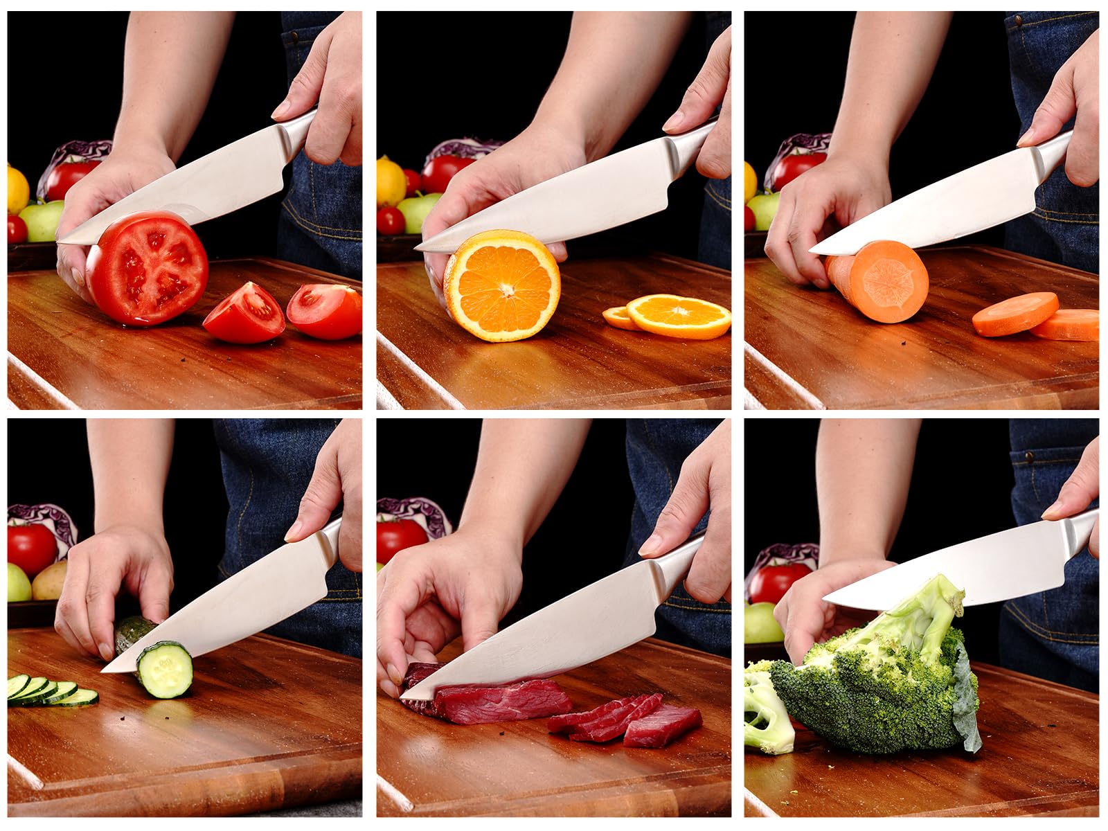 WELLSTAR Chef Knife, 6 Inch Kitchen Chef’s Knife Sharp High Carbon Stainless Steel Cooking Knife for Meat Sushi Vegetable Fruit Cutting Slicing Dicing, Useful Kitchen Gadget