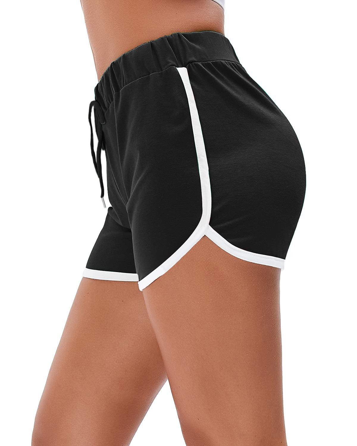Little Beauty Women's Yoga Elastic Waist Running Athletic Shorts Doplin Shorts