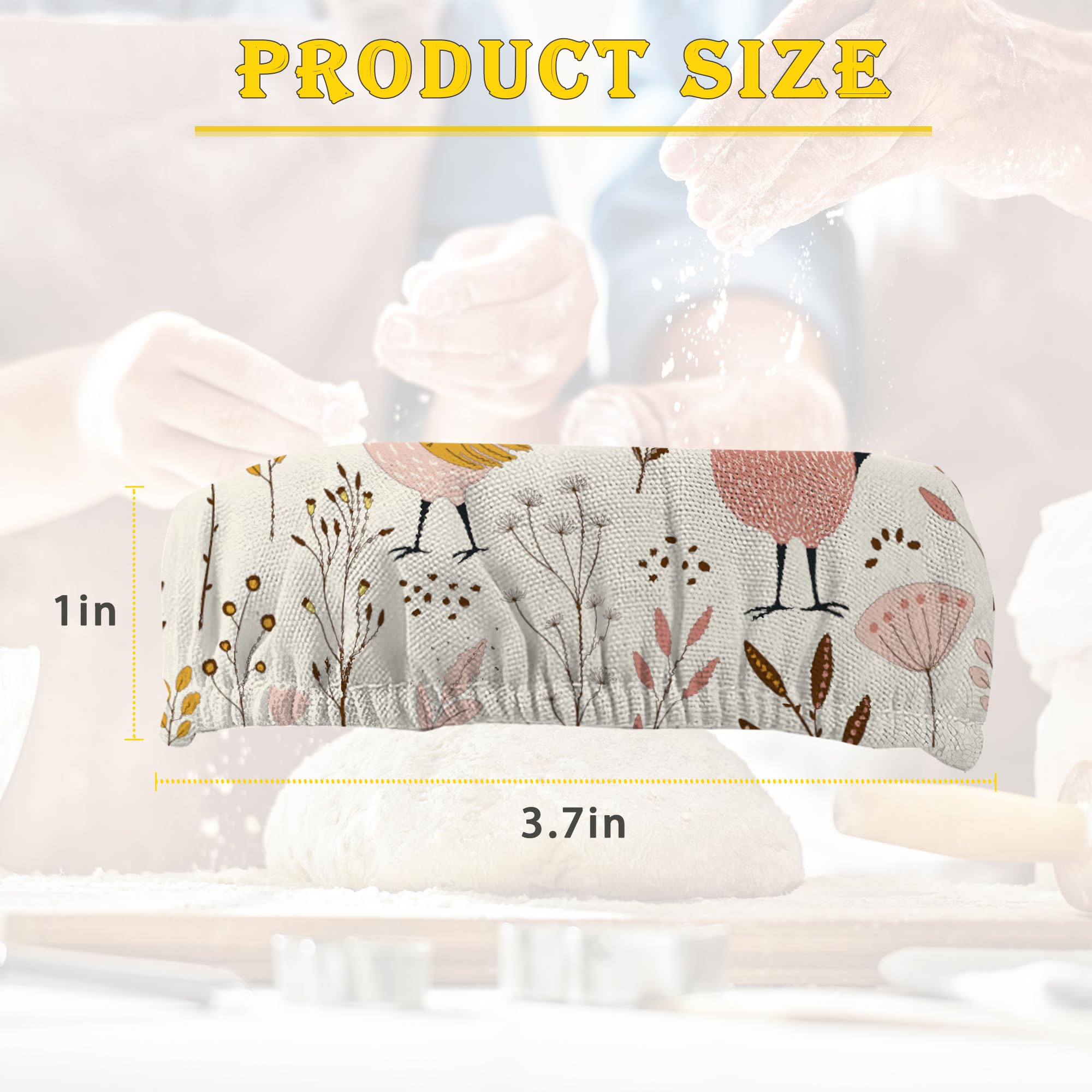 Rooster Floral 5- Pack Cloth Covers for Sourdough Starter Jar, Cloth Jar Covers Reusable Cloth Lid Top Cover Sourdough Proofing Bowl Cover Bread Fermentation Baking Supplies for 3-4 Inch Jar Mouth