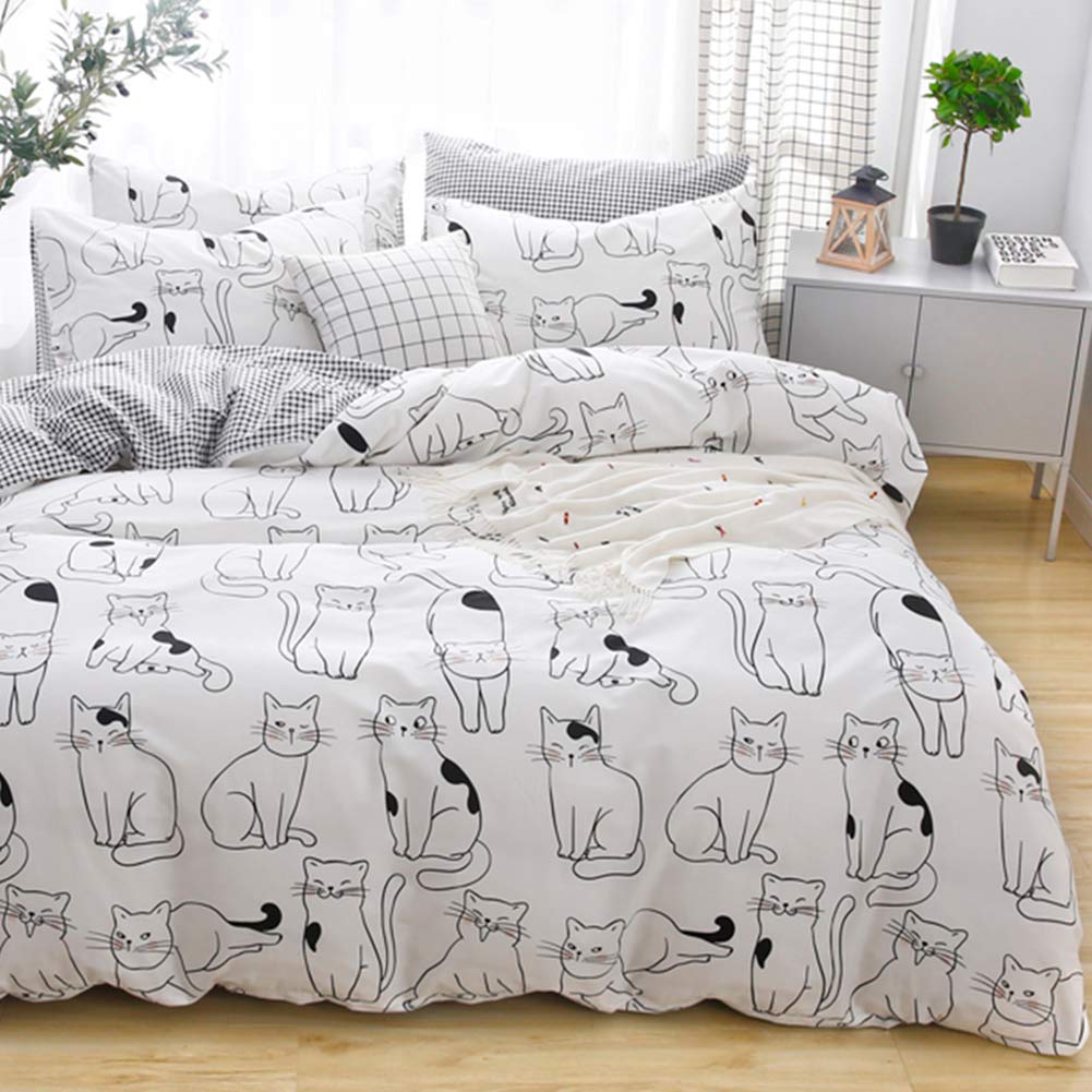 LAYENJOY Leopard Duvet Cover Set Queen 100% Cotton Black Grey Cheetah Print on White Bedding 1 Safari Comforter Cover Full with Zipper Ties 2 Pillowcases for Kids Teens Boys Girls Women
