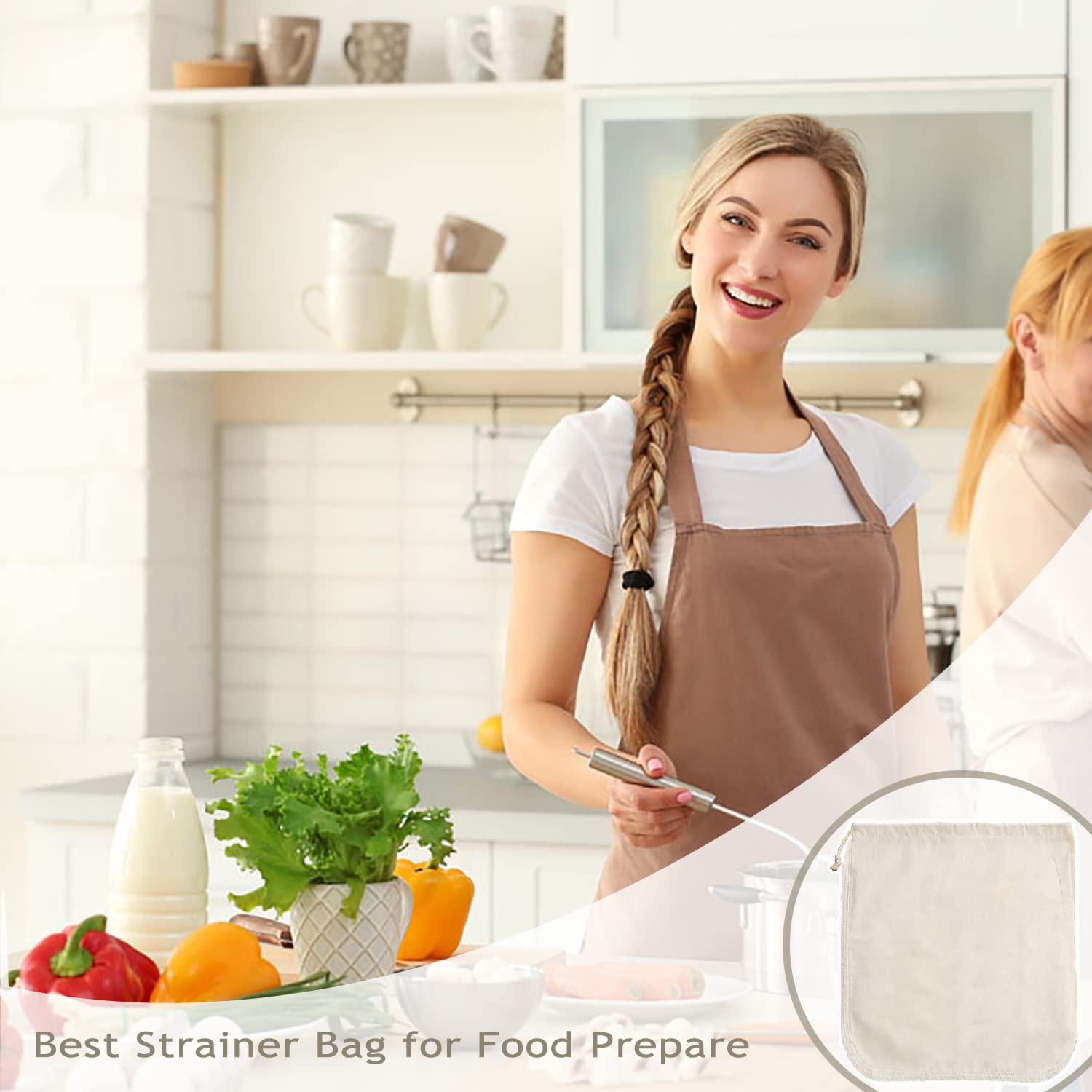 Nut Milk Bag Cloth Strainer for Food, 3 Pack 12" (2 of 12"X12" + 1 of 10") Organic Reusable Kitchen Premium Fine Mesh Cheesecloth, Sprouting, Juicing