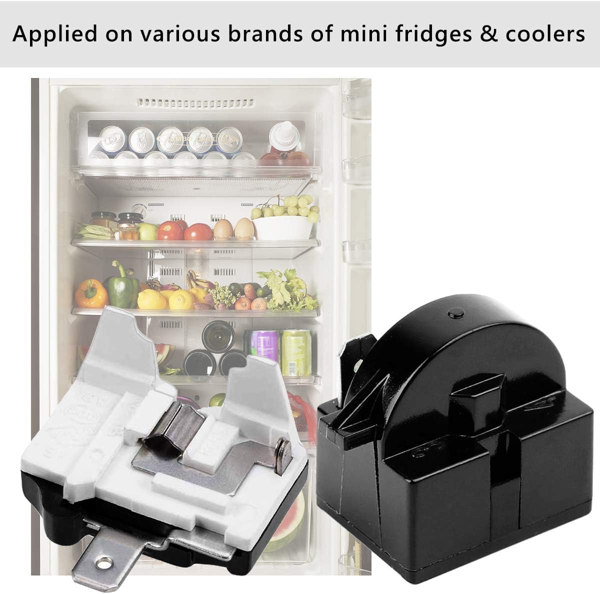 QP2-4.7Starter Relay and Overload 1 Pin Refrigerator Starter Relay and 6750C-0005P Refrigerator Overload Protector(2 Pieces in Total)Mini Refrigerator Parts Compatible with LG Refrigerator Compressor
