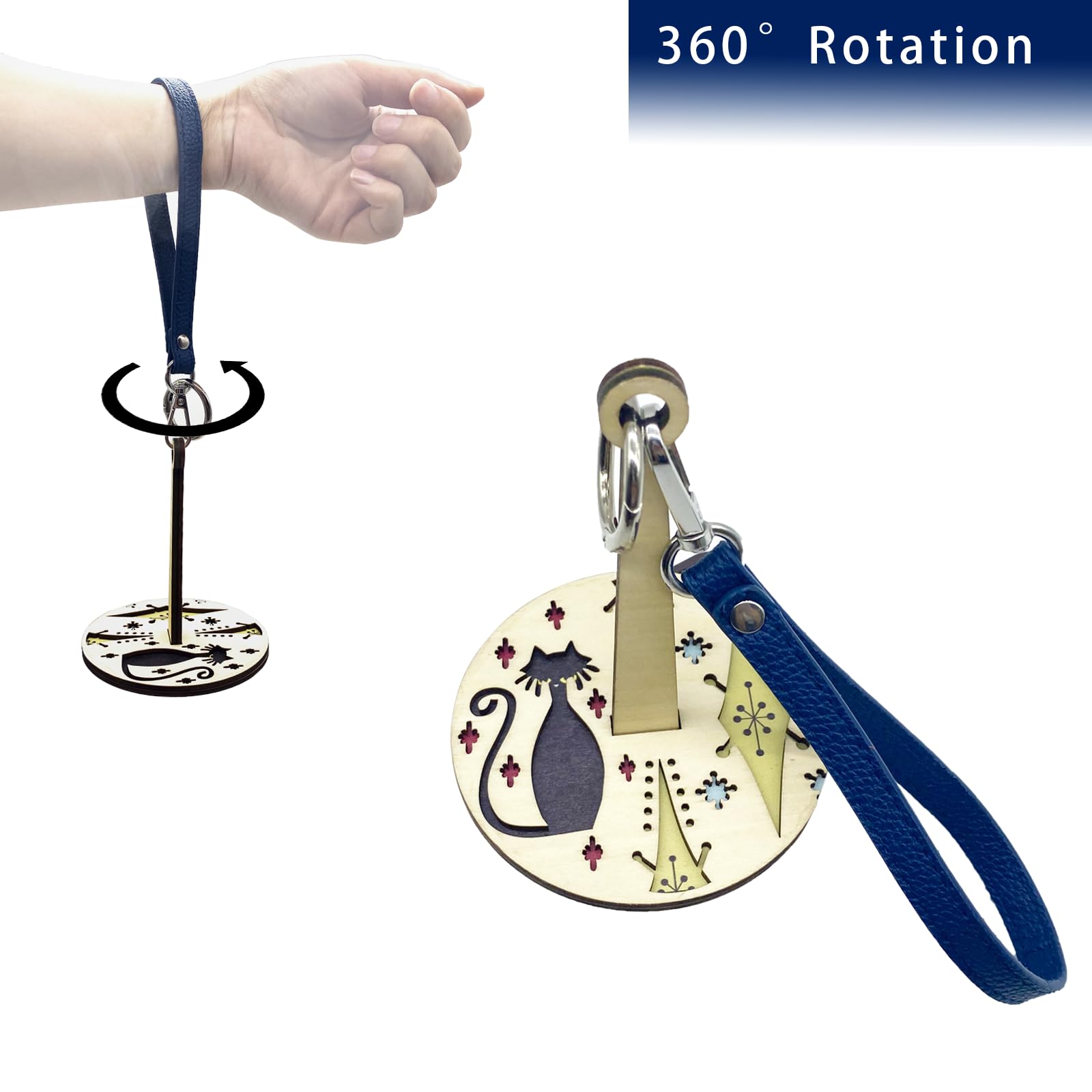 Portable Wrist Yarn Holder, Wood Wrist Yarn Ball Minder Stand with Leather Wristband