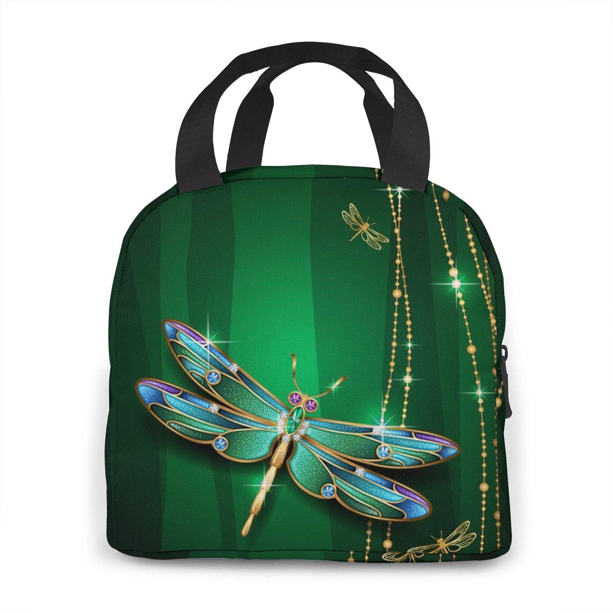 Mount Hour Dragonfly Green Insulated Lunch Box Reusable Cooler Tote Bag Waterproof Lunch Holder Gift for Women & Men Work Picnic or Travel