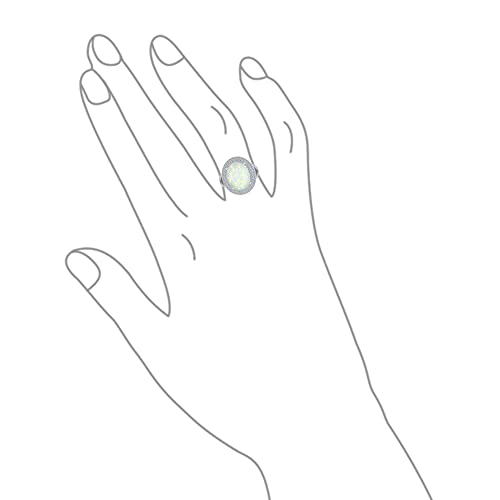 Personalize Vintage Style Gemstone Iridescent White Created Opal LARGE Oval Split Shank Pave CZ Accent Double Halo Statement Ring Women .925 Sterling Silver October Birthstone Customizable