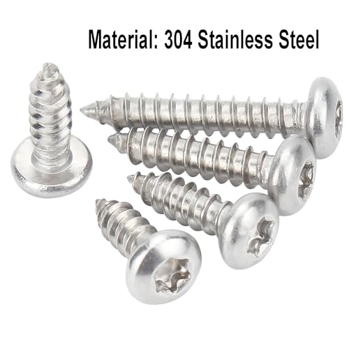 Qrity 100PCS #8x3/4 (M4x20mm) Self Tapping Screw, Torx Pan Head Screws, Stainless Steel Round Head Self Drilling Screws