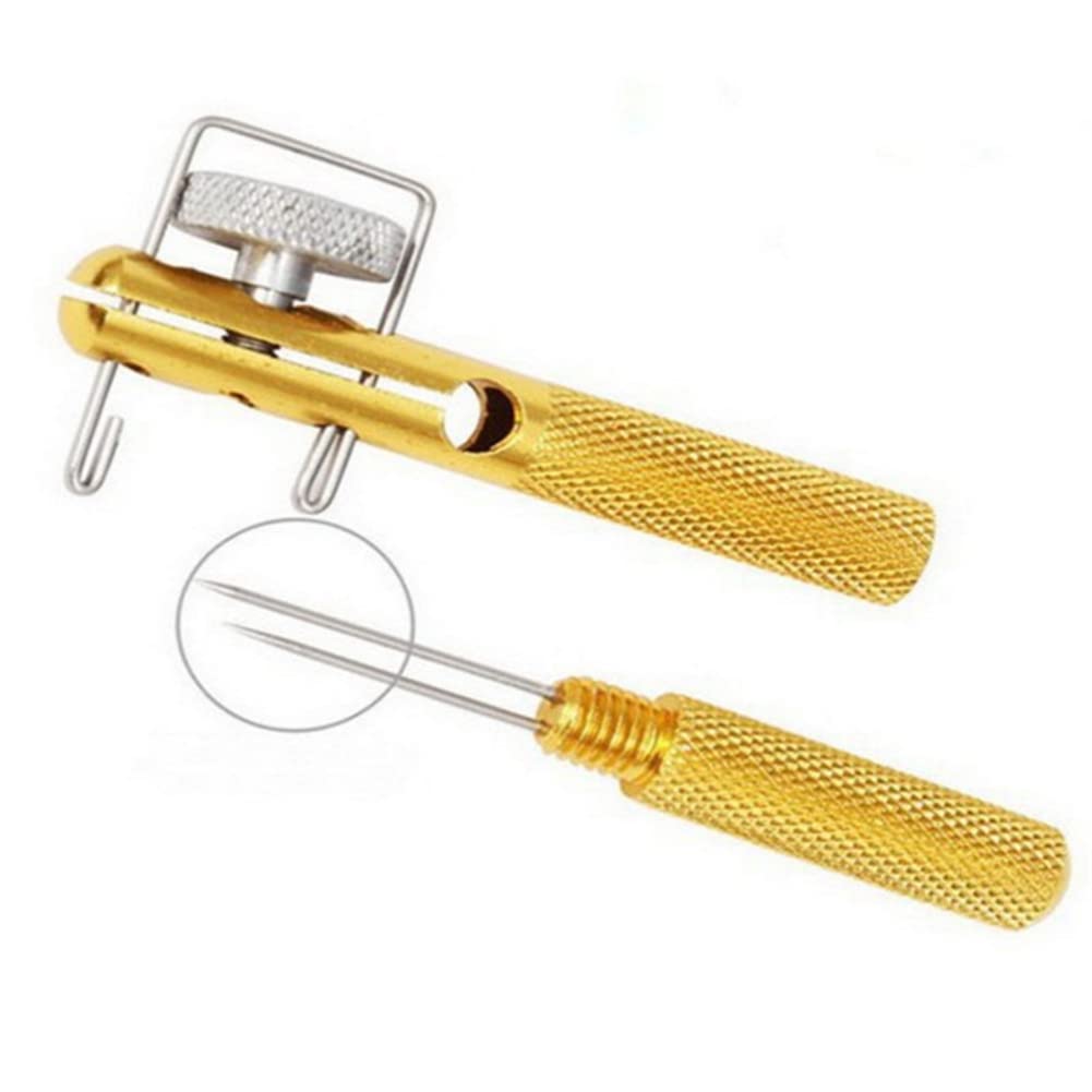 Mekek Fishing Hook Knotting Tool Tie Hook Loop Multipurpose Aluminum Alloy Fishing Line Knotter Fishhook Accessories Gold (28.9g)