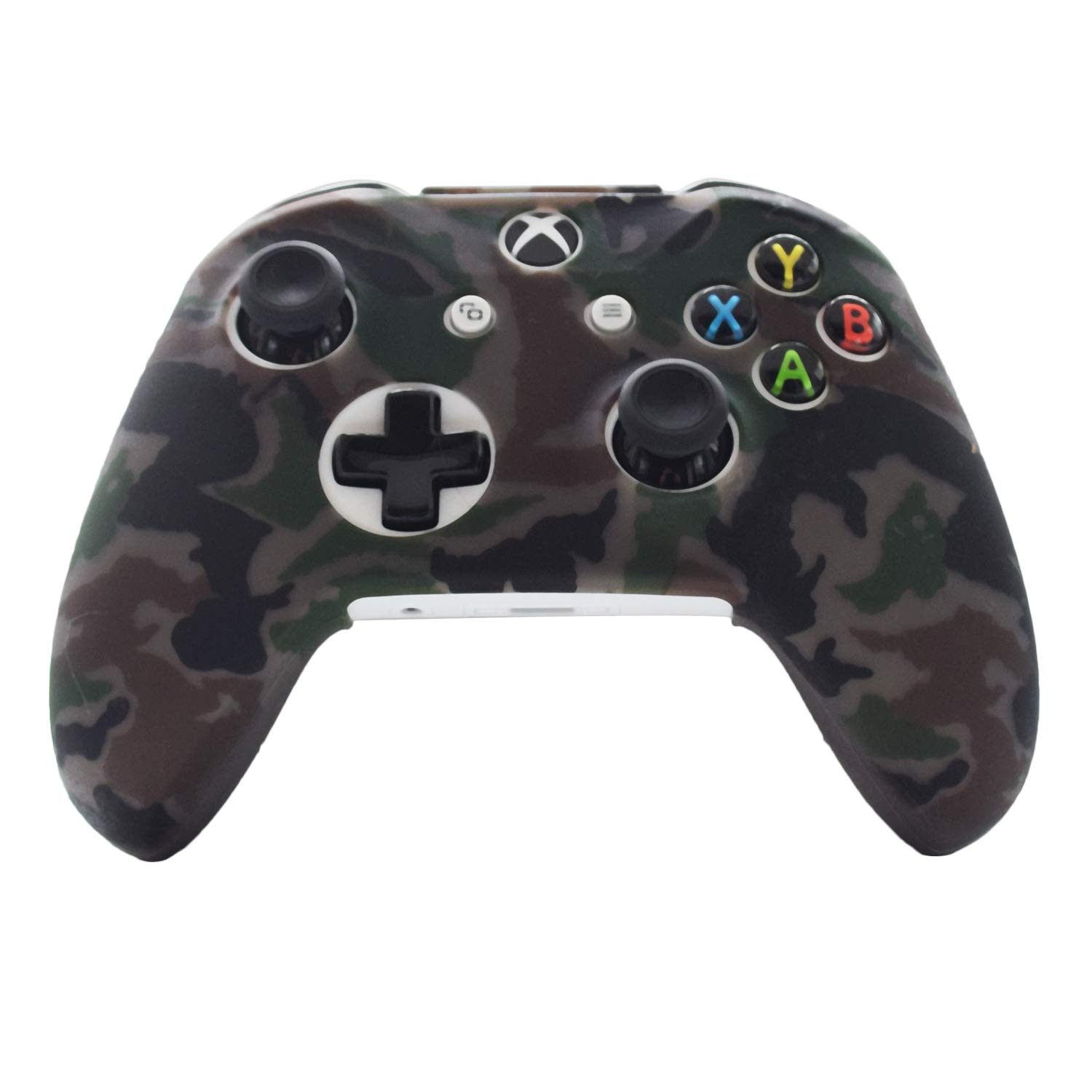 Hikfly Silicone Gel Controller Cover Skin Protector Kits for Xbox One/Xbox One S/Xbox One X Controller Video Games(1 x Controller Camouflage cover with 8 x Thumb Grip Caps)(Grey)