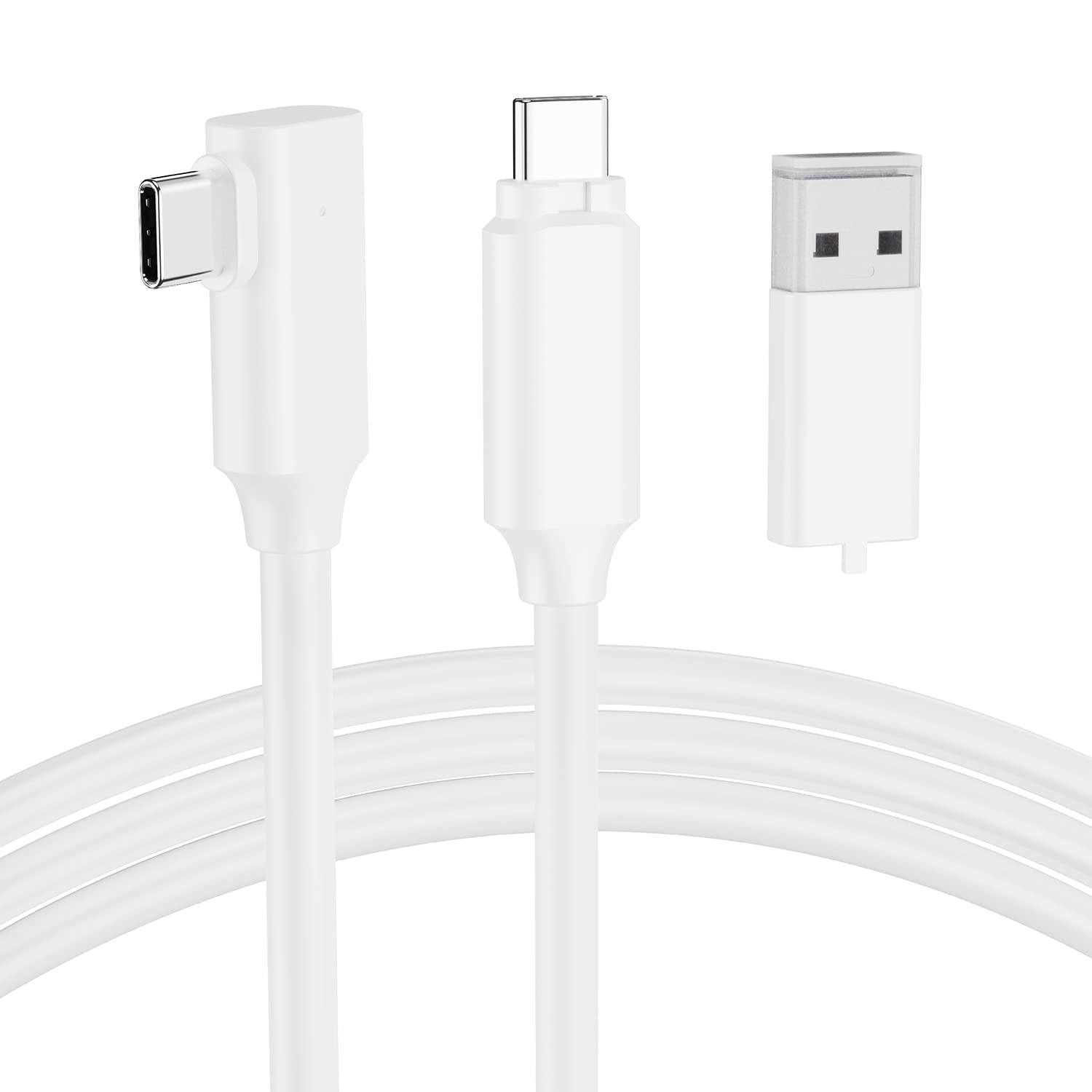 MOJOXR 16FT C to C Fiber-Optic Link Cable Compatible with Quest 2 Pro Gaming PC Macbook Pro,USB3.2 Gen2 10Gbps High-Speed Data Transfer 3A Fast Charging Type-C Cable with USB C-A Adapter