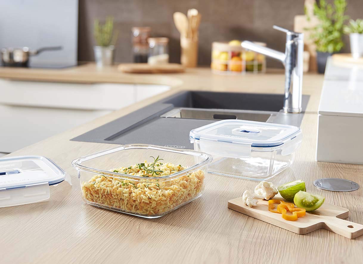 Luminarc Pure Box Active Food Rectangle 5.1 Cup, Storage Container Set, 6 Piece, Clear