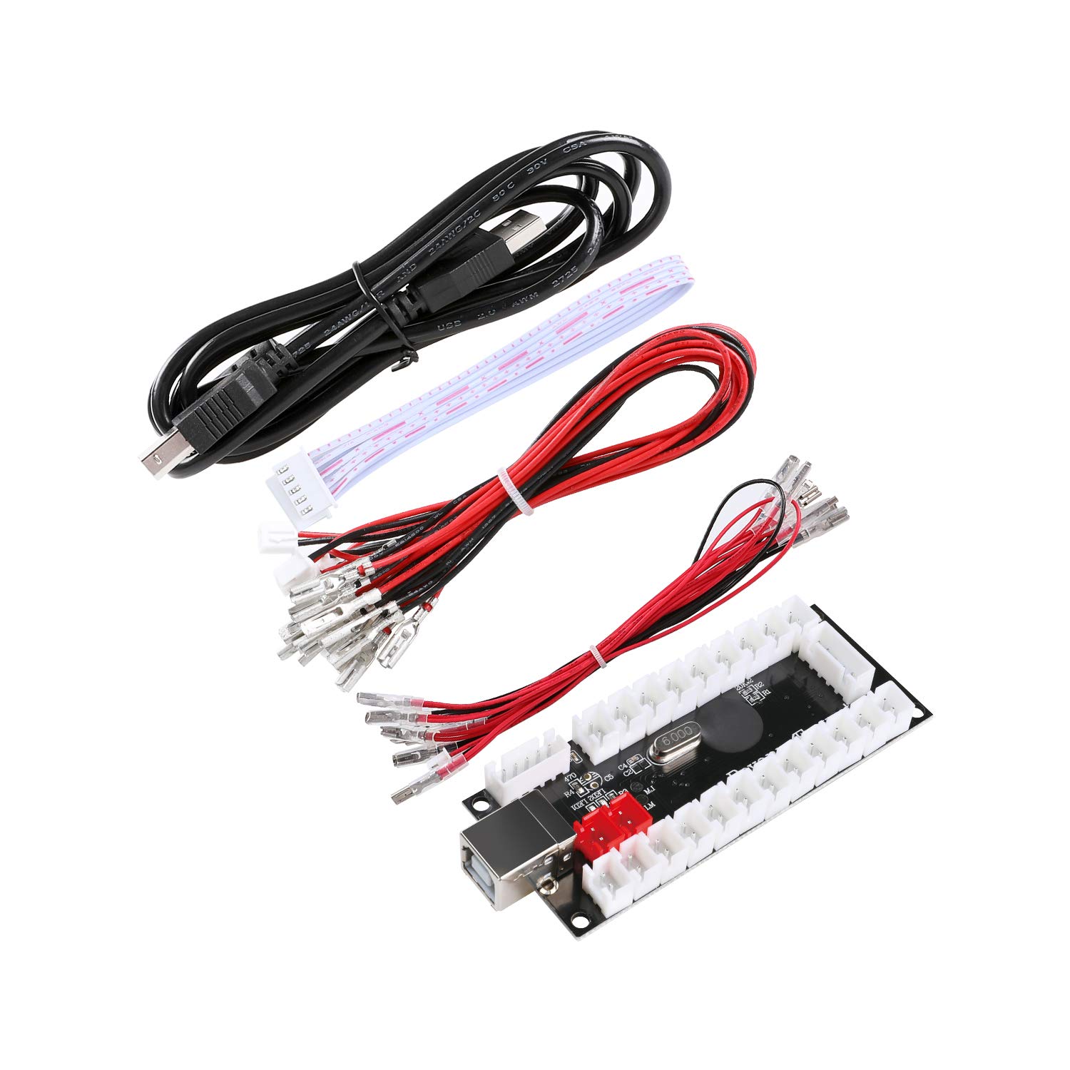 Hikig 4 Player LED Arcade Games DIY Kit, 4X Fighting Joystick + 40x LED Arcade Buttons + 4X USB Encoder for PC MAME & Raspberry Pi 1/2/3, Multicolor