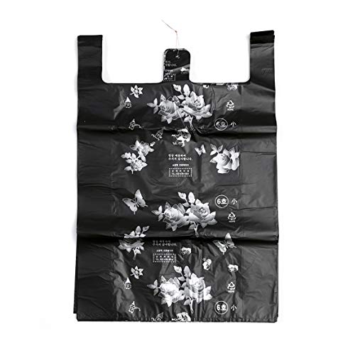 Large Plastic Grocery T-Shirts Multipurpose Bags Carry-Out Comforter Blanket Bag Black 24.4 x 28 inch, 62 x 70 cm, 50pcs