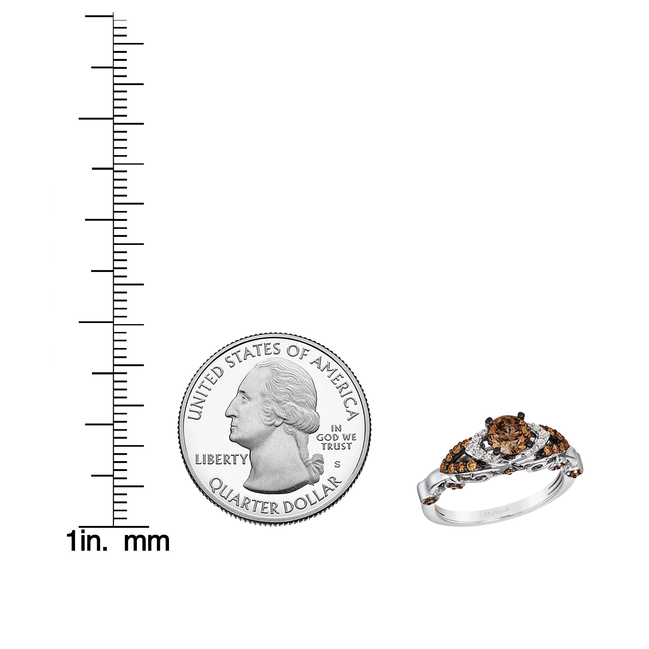 LE VIAN 1 Carat Chocolate and White Diamond Bridal Statement Ring for Women in 14k White Gold (H-I/G-H, VS2-SI1/I1, cttw) Promise Anniversary Ring Size 6.5 by LeVian