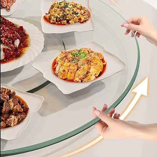 Lazy Susan Tempered Glass Turntable Dining Table Centerpiece Large Tabletop Rotating Tray Clear Serving Plate Round (Size : 100cm/39.4in)