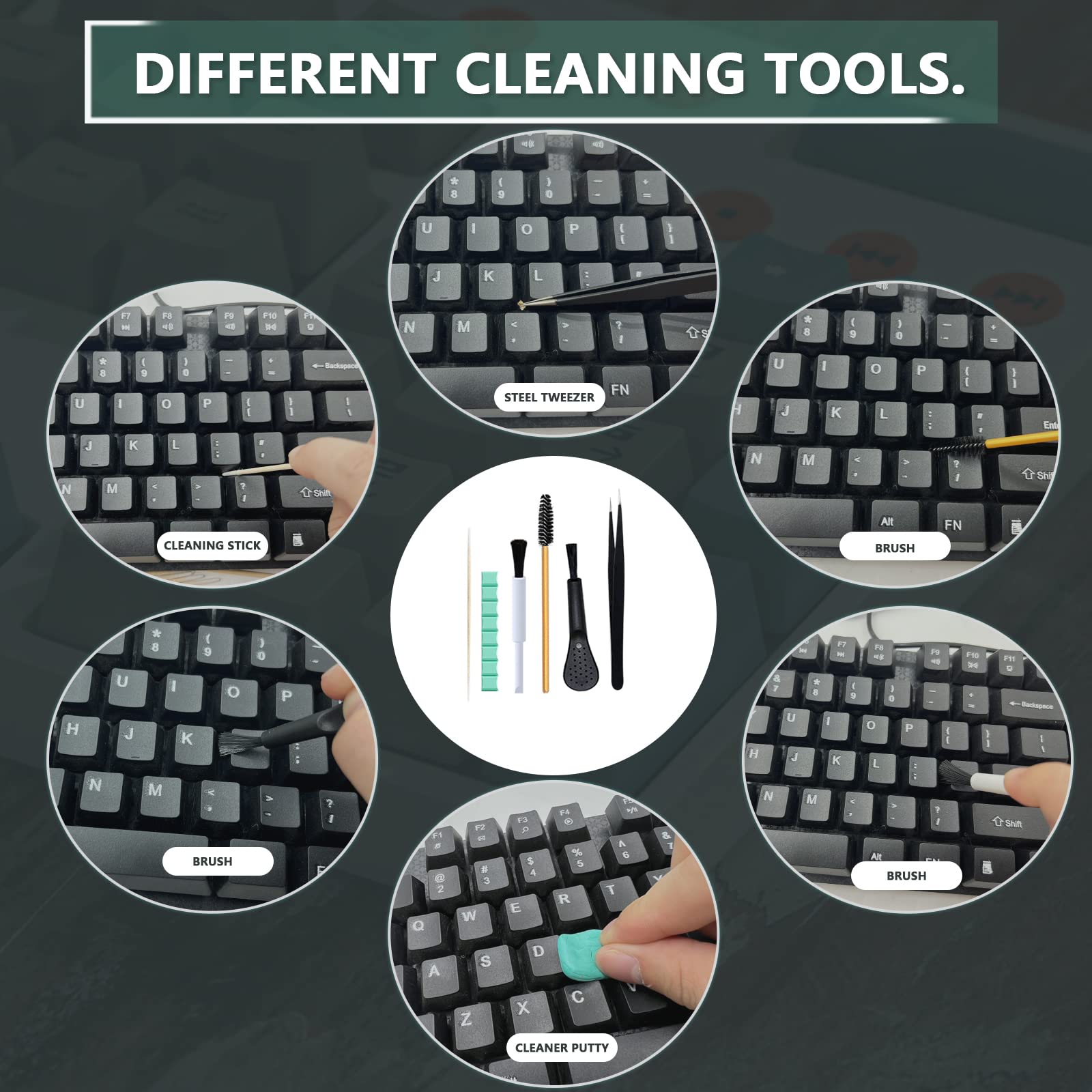 Keyboard Cleaner kit,Computer Cleaning kit,Mechanical Keyboard Cleaning kit,Anti-Static Brush,Small Cleaning Brush, Cleaning kit Compatible Laptop/PC/Computer/Keyboard/Laptop/Camera/Phone/Earbud