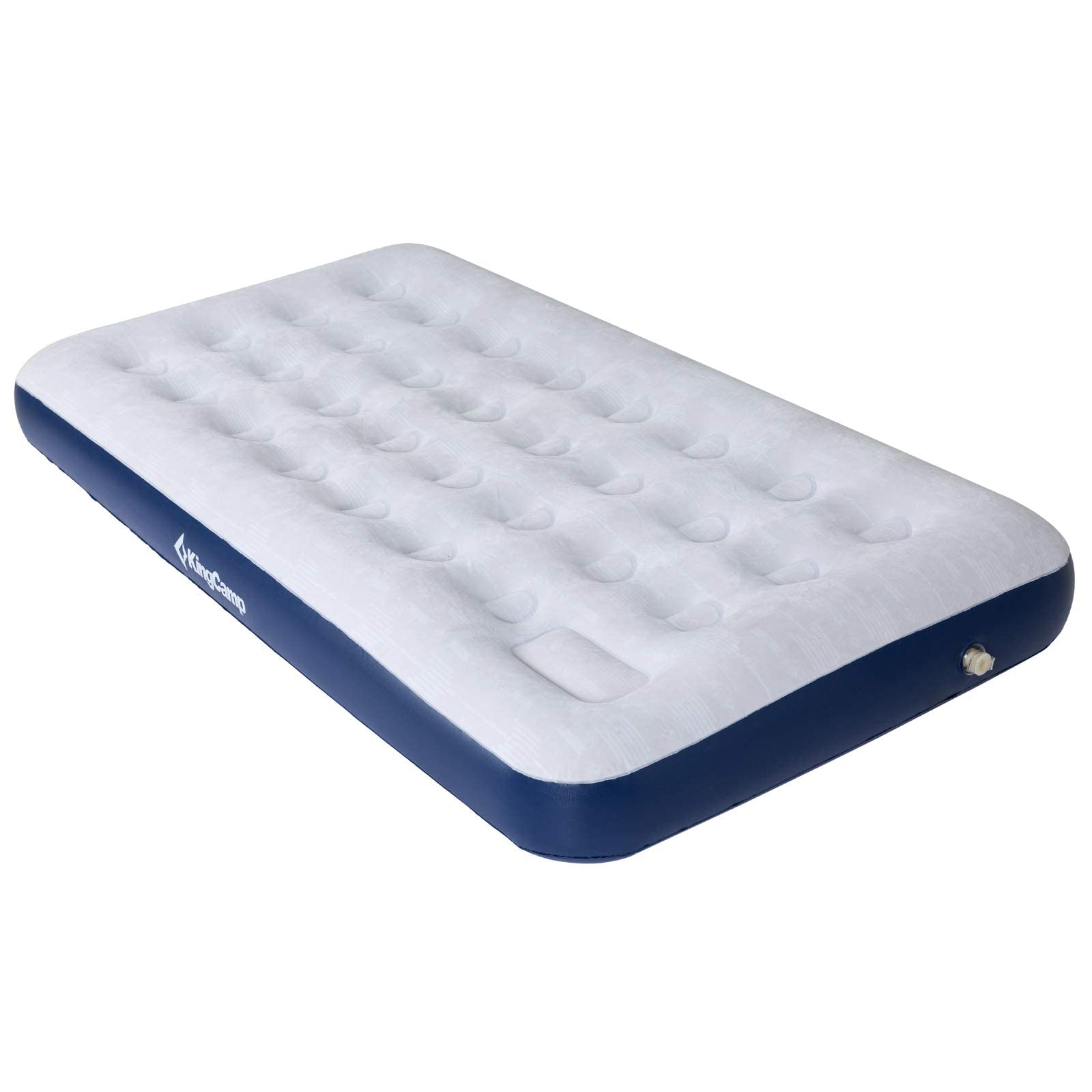 KingCamp Sleeping Pad Premium Luxury Classic Comfort Airbed Coil-Beam Technology Mattress with Built-in Foam Pump and Stuff Bag for Outdoor and Indoor, Twin Size, Navy
