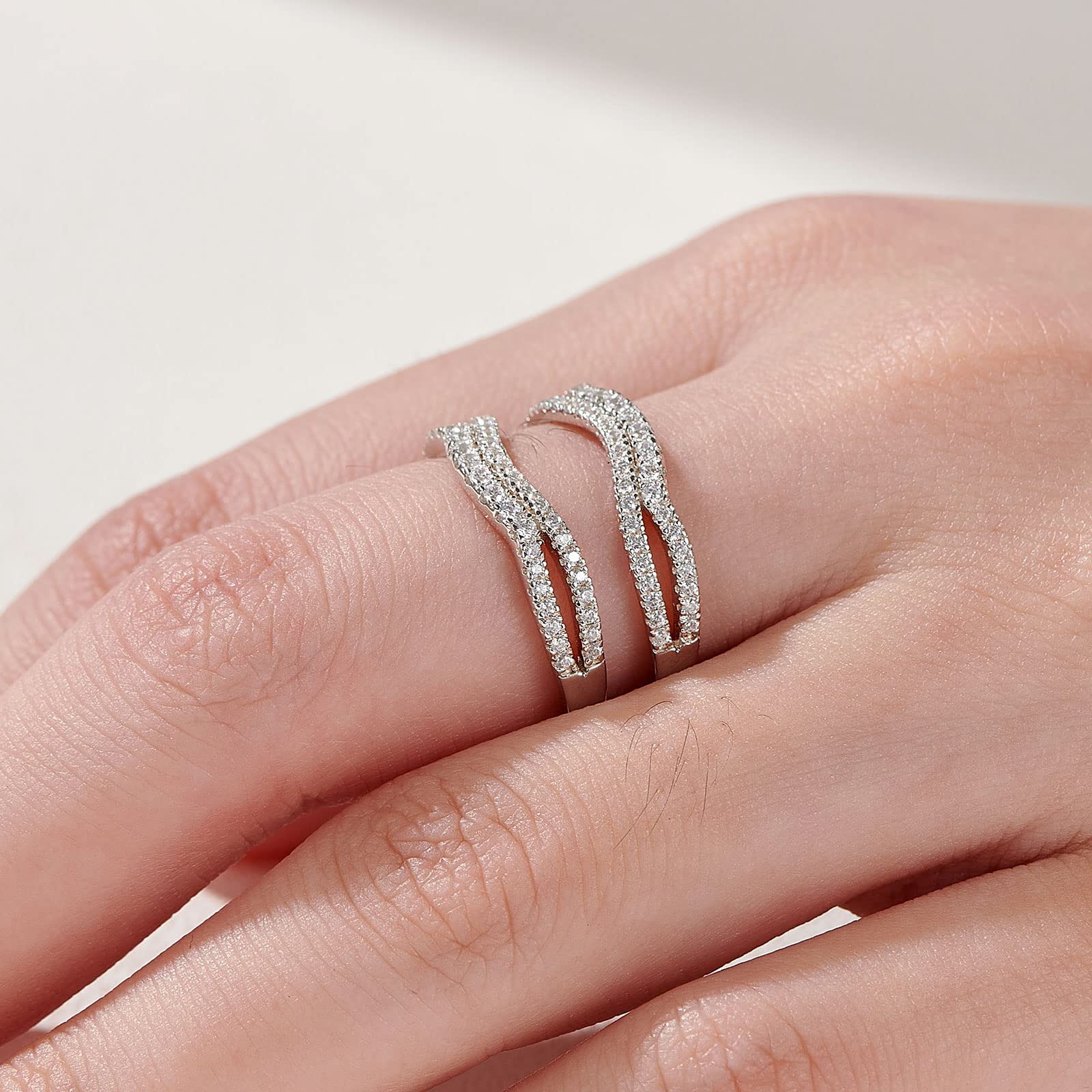 Newshe Bridal Ring Enhancer for Engagement Rings Wedding Band for Women AAAAA Cz Eternity Ring Guard Size 6