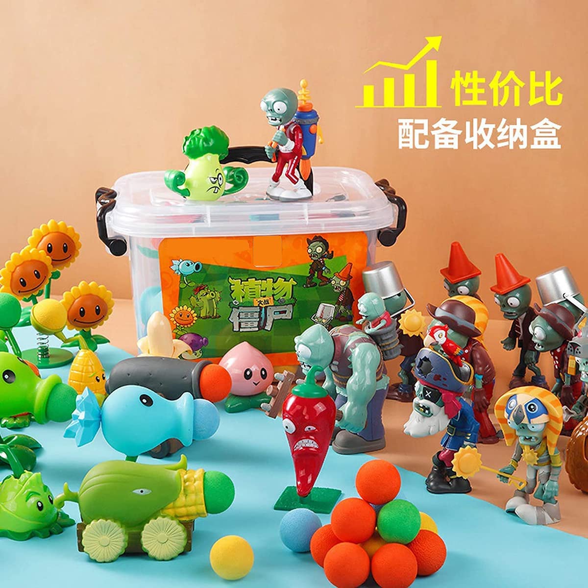 Plant Toy and Zombie Toy,Action Figures,Plant Shooting Zombie Toy,The Battle Between Plants and Zombies,Storage Box,Combat Map,Children's Toy