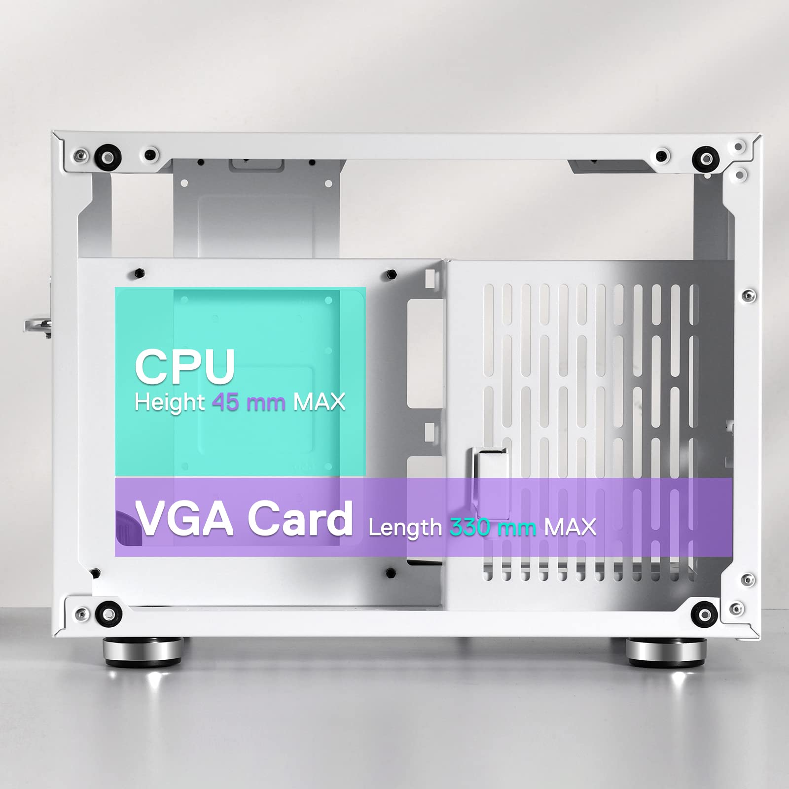 Redragon EB211 Mini-ITX Gaming PC Case, Small Form Factor Computer Chassis w/Vented Honeycomb Acrylic Transparent Panels, Triple-Slot GPU and 360 Degree Accessibility, White