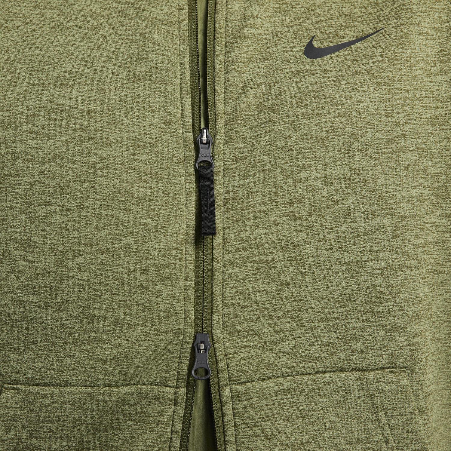Nike Therma-FIT Men's Training Full-Zip Bomber Shirt (as1, alpha, x_l, regular, regular, Rough Green/Heather/Rough Green/Black, X-large)
