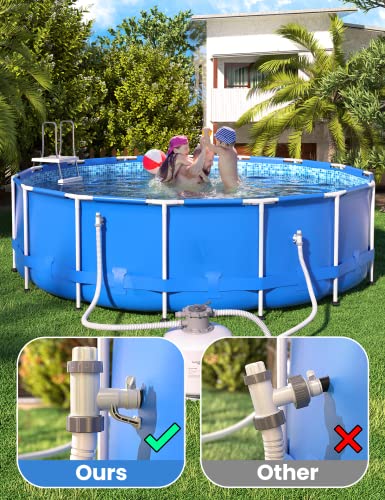 POOLHACKER Pool Plunger Valve Plus for Above Ground Pool- Pool Pipe Holder with Plunger Valve for Pool Parts and Accessories, Shut Off Valve for Above Ground Pool, Replacement for Pool Fittings