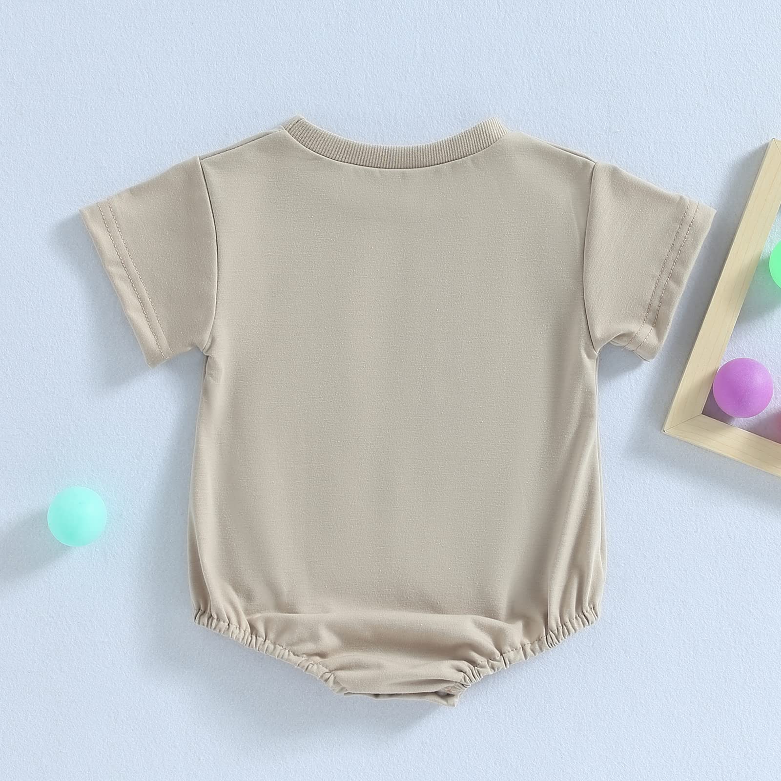 Hoanselay Newborn Infant Baby Boy Girl Basic Plain Pocket Long Sleeve Romper Bodysuit Tops Solid Fall Winter Outfit Clothes (A-Khaki long, 18-24 Months)
