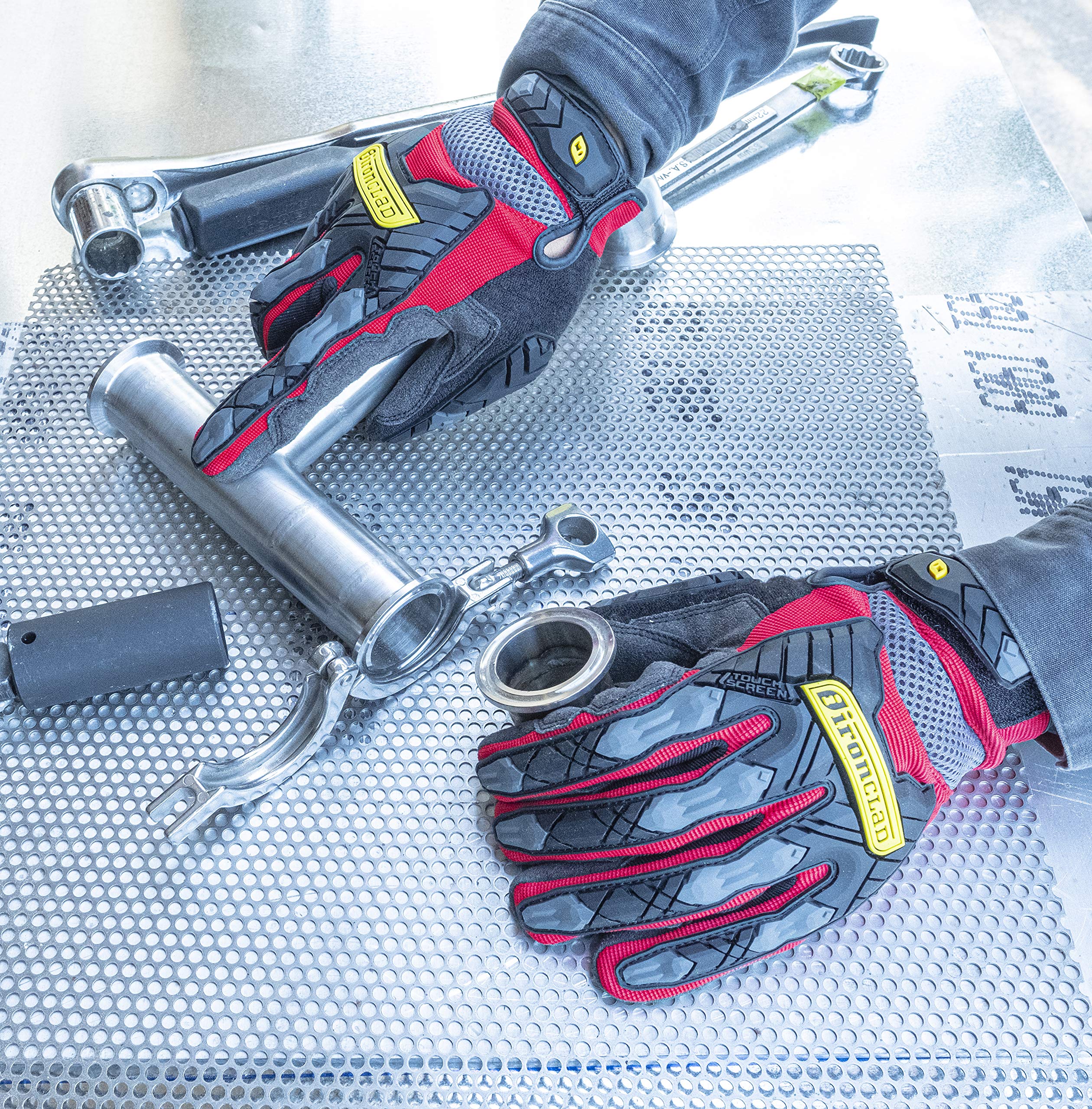 Ironclad Command Impact 360 Cut A6 Work Gloves; Touch Screen Gloves Conductive Palm & Fingers, Impact Protection, Machine Washable, Sized S, M, L, XL, XXL (1 Pair), Red (IEX-MIGR5-04-L)
