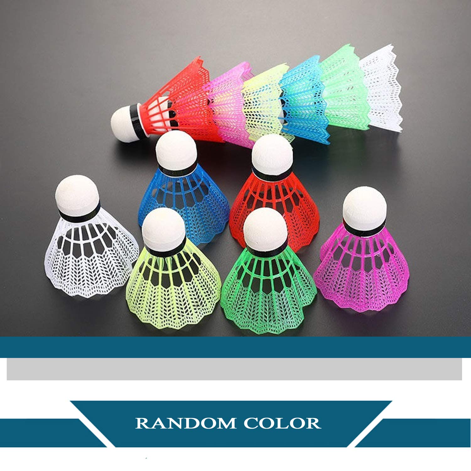 KUNHEHO Badminton Shuttlecocks 12 Pack Plastic Nylon Shuttles Indoor Outdoor Playing Badminton Birdies Random Color