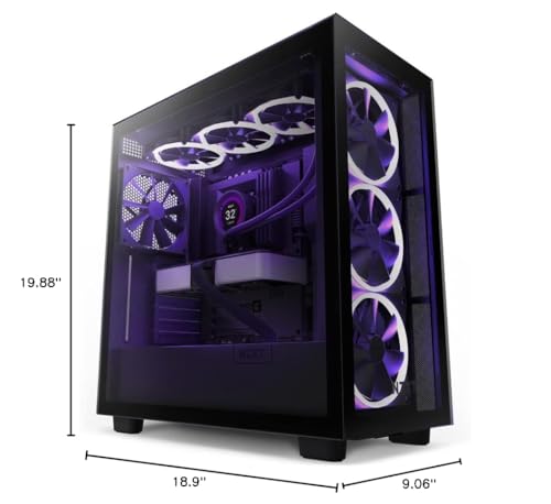 NZXT H7 Elite - CM-H71EB-01 - ATX Mid Tower PC Gaming Case - Front I/O USB Type-C Port - Quick-Release Tempered Glass Side Panel - Black