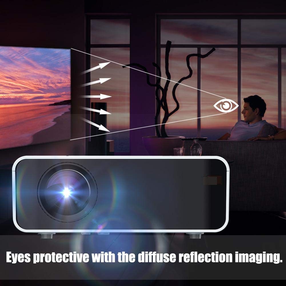 LCD Projector, 480P HD 3D 1500 Lumens Portable Video Projectors Support 30000 Hours LED Life with HDMI/VGA/USB/SD/AV Input Home Cinema Multimedia Player Projector, 110-240V.(US)