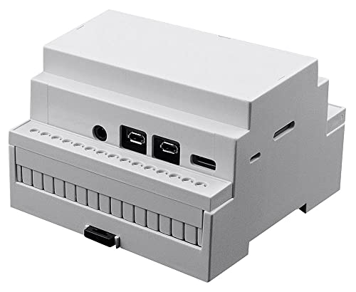 Raspberry Pi 4B Enclosure, DIN Rail Mount, Gray Polycarbonate Material, for Use with The Raspberry Pi 4B+ Single Board Computer (Gray Lid)