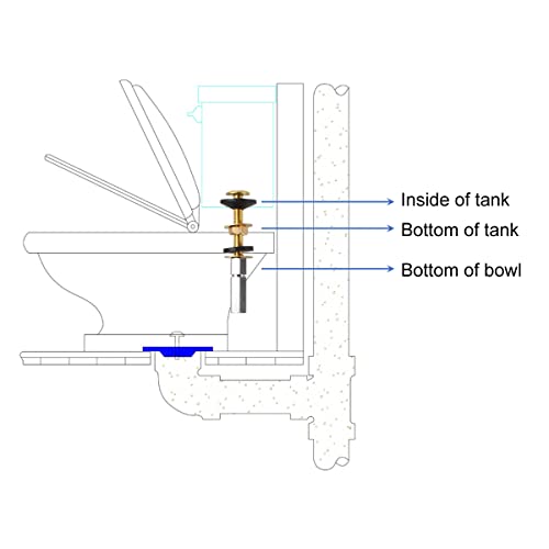 Universal Toilet Tank to Bowl Bolt Gaskets Brass Kits Fits 2'' and 3'' Toilet Flush Valve Tank