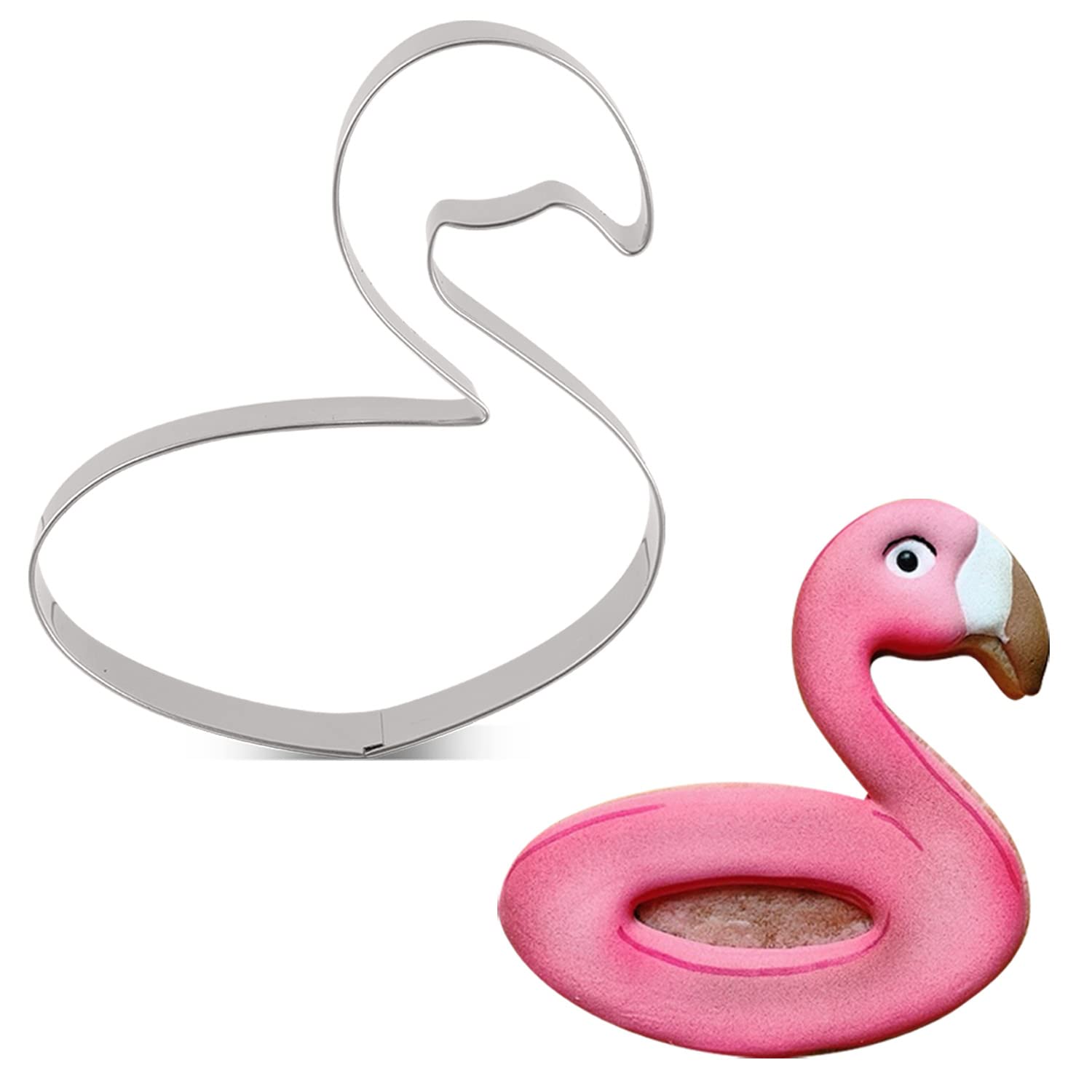 LILIAO Flamingo Float Cookie Cutter - 3.8 x 3.9 inches - Stainless Steel