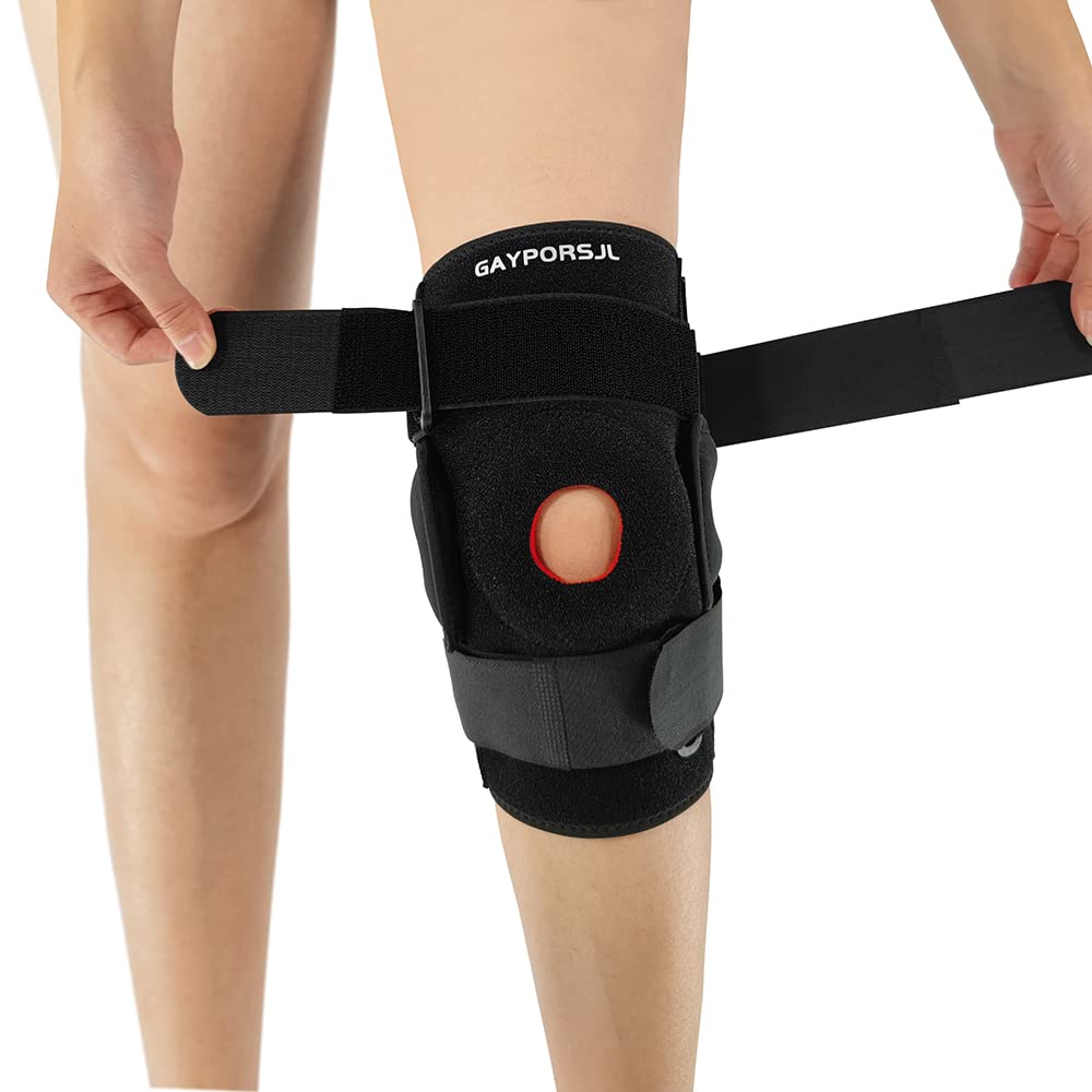 Knee Brace, Knee Stabilizing Support, Effective Knee Pain Relief, Arthritis, ACL, Meniscus Tear, For Bone Protection, Injury Recovery, With Bilateral Stabilizer Adjustable Compression Straps, Unisex (Large)